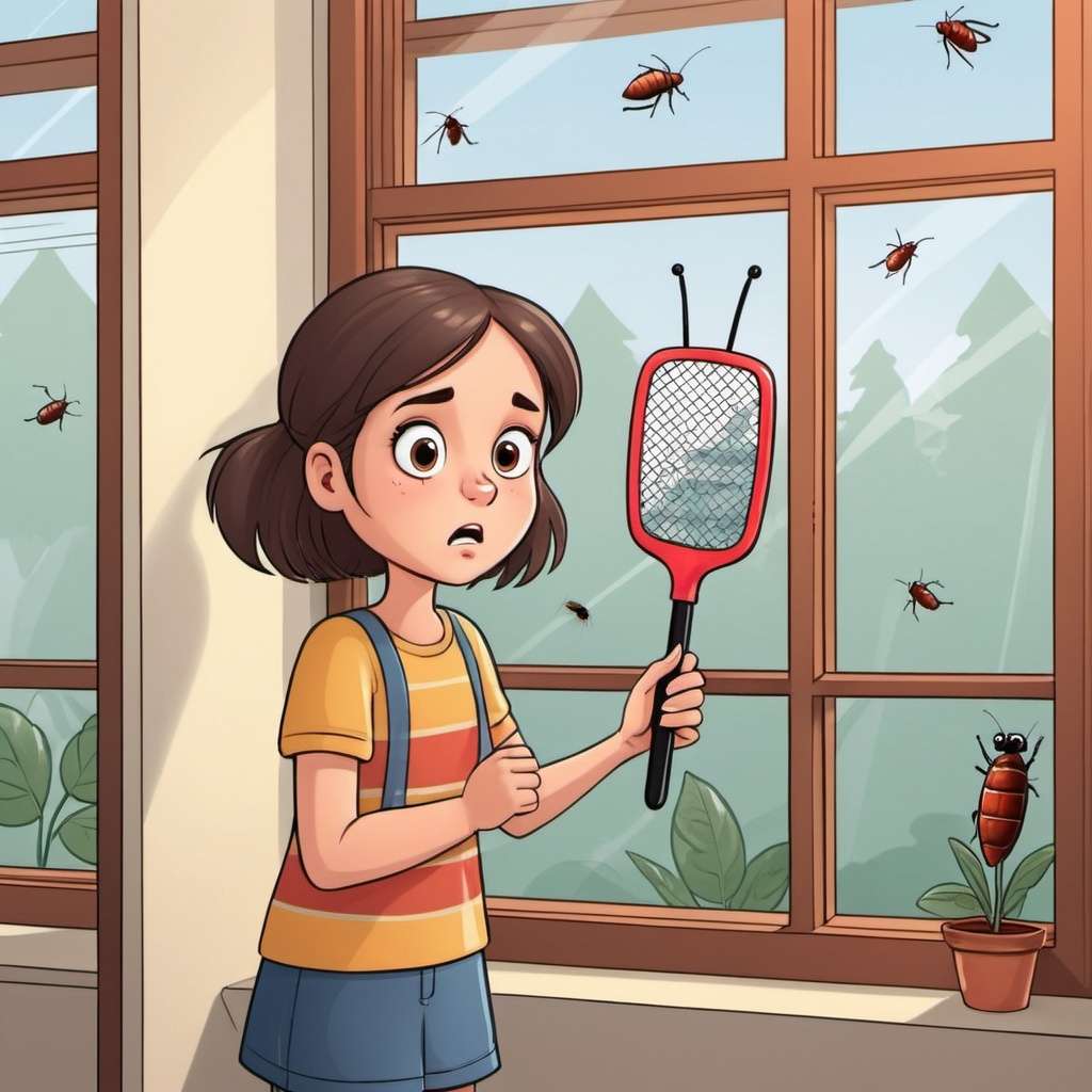 GirlCockroachSwatter | Magnetic Insect Screen & Window Mesh from InsectOut